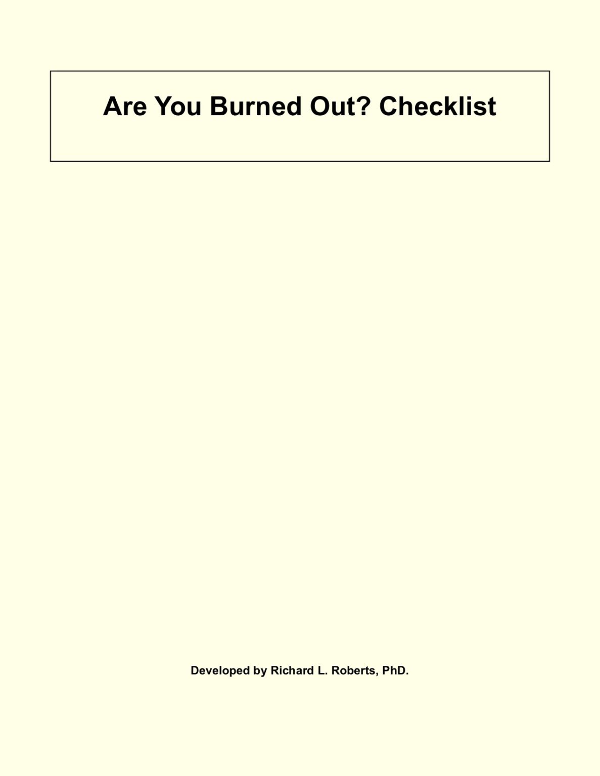 Are You Burned Out Checklist - Assessment to Determine Burnout Level